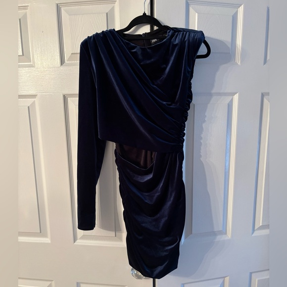 Zara | Dresses | Zara Midnight Blue Velvet Dress | Poshmark